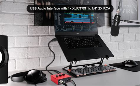 Amazon Com USB Audio Interface With 1x XLR TRS 1x 1 4 2X RCA USB Red Musical Instruments