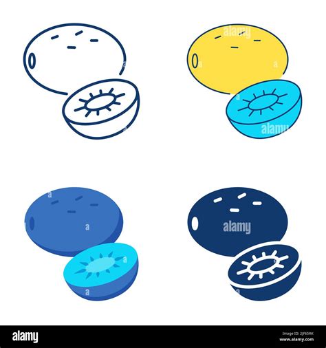 Kiwi Fruit Icon Set In Flat And Line Style Vector Illustration Stock Vector Image And Art Alamy