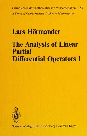 The Analysis Of Linear Partial Differential Operators Hörmander Lars Free Download Borrow