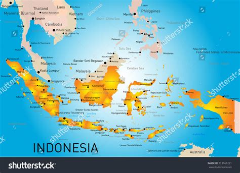 Indonesia Country Vector Color Map Stock Vector 213161221 Shutterstock