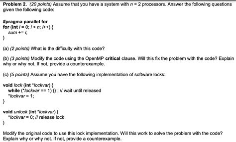 Solved Problem 2 20 Points Assume That You Have A System