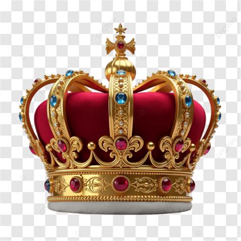 Luxurious Gold Royal Crown With Red Gems Clipart Illustration