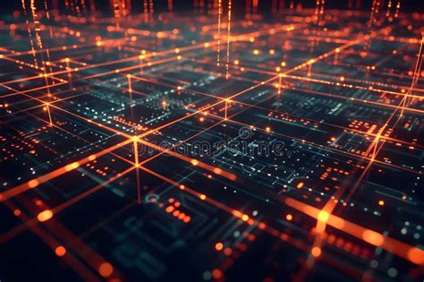 Abstract Grid Of Glowing Connections On Dark Background Stock Illustration Illustration Of