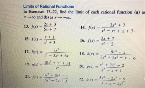 Solved Limits Of Rational Functions In Exercises 13 22 Find