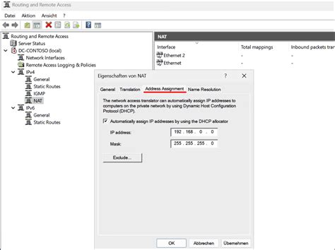 install a nat router with windows server routing and remote access