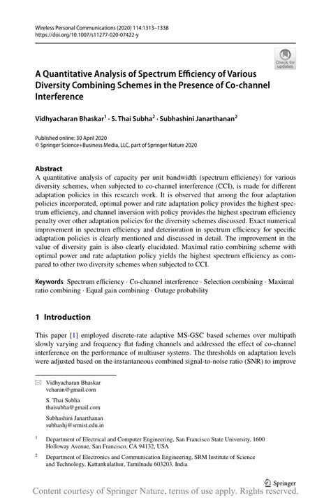 A Quantitative Analysis Of Spectrum Efficiency Of Various Diversity