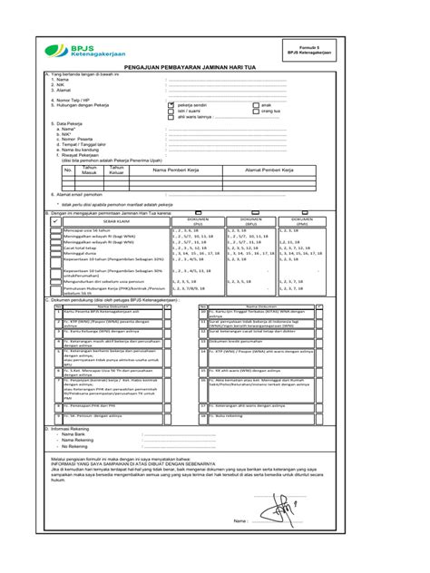 Formulir Pengajuan Pembayaran Jht Nuning Pdf