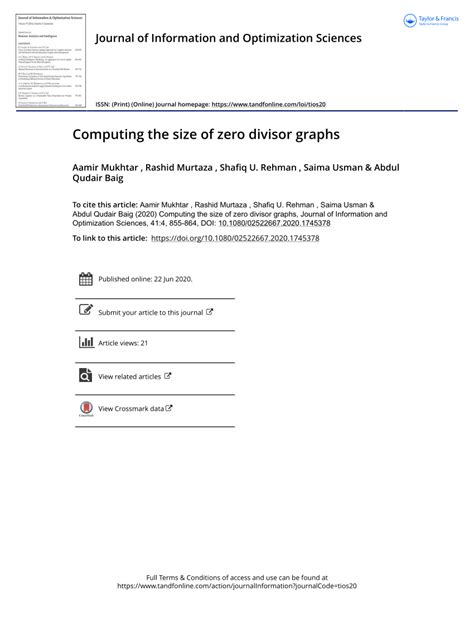 Pdf Computing The Size Of Zero Divisor Graphs
