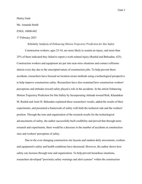 Construction Safety Analysis Motion Trajectory Prediction