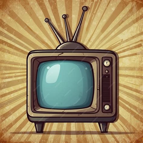 Vintage Television Cartoon Icon Nostalgic Illustration Premium Ai