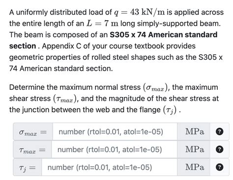 solved a uniformly distributed load of q 43kn m is applied