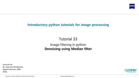 Tutorial 33 Image Filtering In Python Median Filter For Denoising