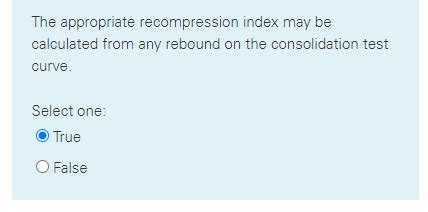 Solved The Appropriate Recompression Index May Be Calculated Chegg Com