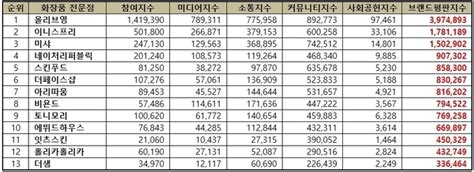 올리브영 12월 화장품전문점 브랜드평판 1위 유지