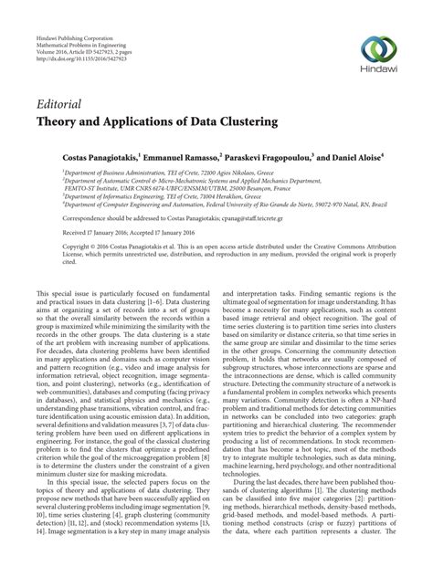 Pdf Theory And Applications Of Data Clustering