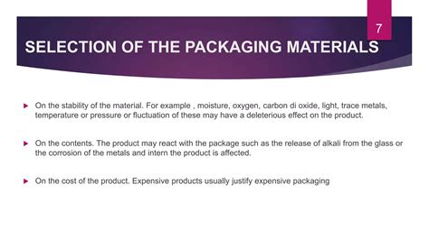 Packaging Materials Selection And Evaluation Pptx
