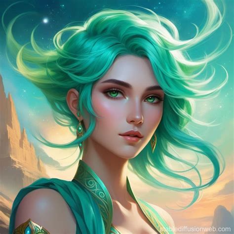 Person With Turquoise Androgynous Hair Stable Diffusion Online