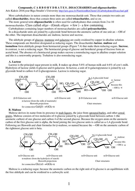 Monosaccharides Class Called Oligo Summaries Chemistry Docsity