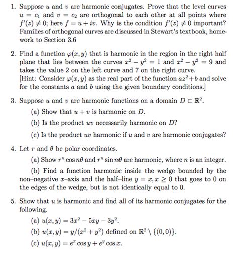 Solved 1 Suppose U And V Are Harmonic Conjugates Prove Chegg Com