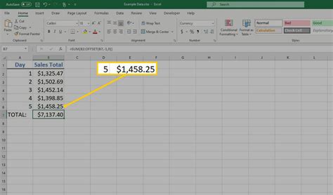 Excel SUM And OFFSET Formula