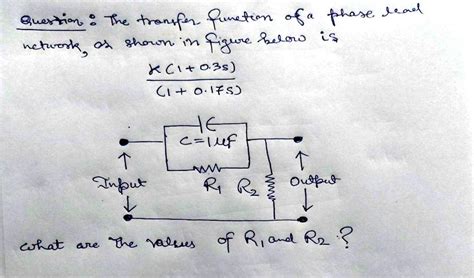 Solved Question The Transfer Function Of A Phase Lead Chegg Com