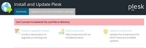 Unable To Open Updates And Upgrades Menu On Plesk For Linux Server Cant Connect To Backend No