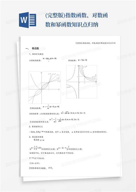 完整版 指数函数、对数函数和幂函数知识点归纳word模板下载 编号lnkoeyzv 熊猫办公