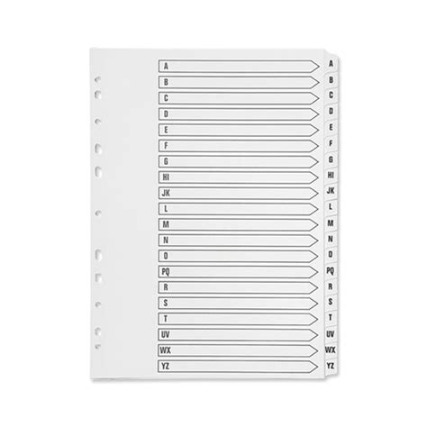 Q Connect 20 Part A Z Index Multi Punched Reinforced Board Clear Tab A4