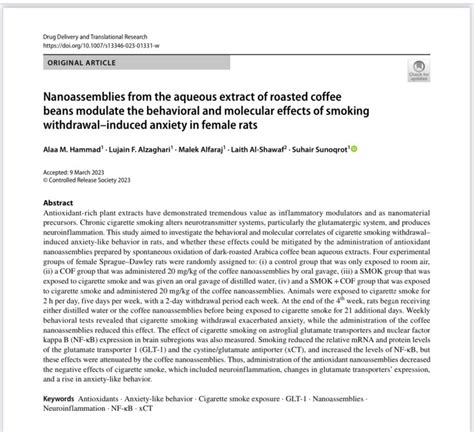 Lujain F Alzaghari On Linkedin Nanoparticles Coffee Antioxidant