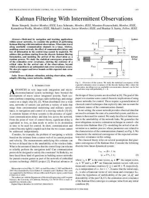 pdf kalman filtering with intermittent observations