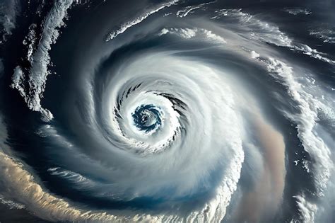 Premium Ai Image Closeup Of Tropical Cyclone With Clouds And Rain Swirling In The Center