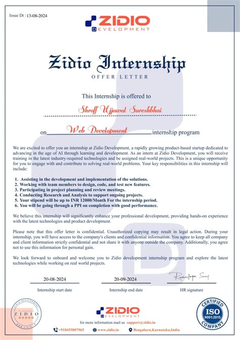 Ujjawal Shroff On Linkedin Webdevelopment Internship Zidiodevelopment Careerdevelopment