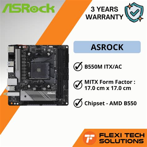 Asrock B550m Itx Ac Amd Am4 Socket M Itx Motherboard Flexi Tech