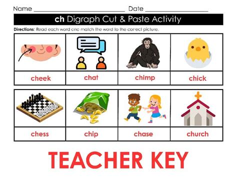 Ch Digraph Cut And Paste Matching Activity By Practical Y Perfect Tpt