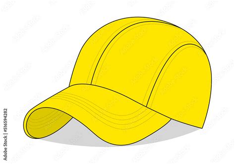 Yellow Baseball Cap With 4 Panel Cap Template On White Background Vector File Stock Vector