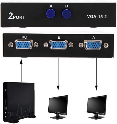 Vga Switcher With 3 Standard Vga Female 2 In 1 Out Vga Switcher