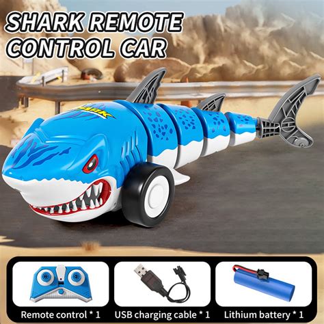 Ovzne Remote Controlled Shark Toy Rechargeable Led Robot Car With 360