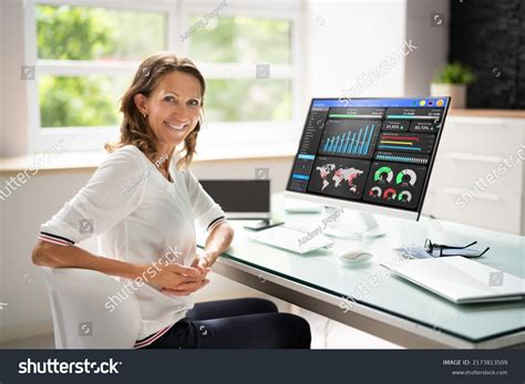 Analyst Woman Looking Business Data Analytics Stockfoto 2173813509