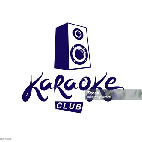 가라오케 클럽 엠 블 럼 서브우퍼 벡터 일러스트 레이 션 음악 장비를 사용 하 여 구성 됩니다 나이트 클럽 디스코 텍 증폭기 초대 전단지에 사용 하기 위해 디자인 요소
