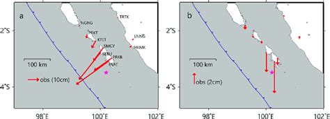 The Gps Data Of Observed Horizontal A And Vertical B Coseismic Download Scientific Diagram