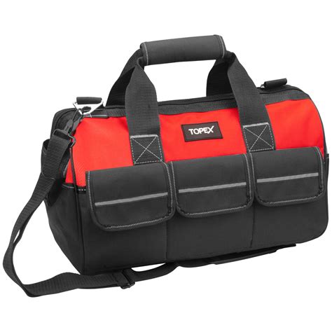 TOPEX 16 Inch Tool Bag Multi Pocket Tool Organizer With Adjustable Shoulder Strap Topex