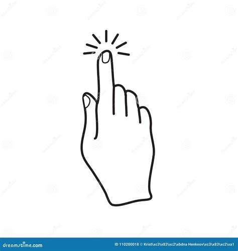 hand finger click icon black outline simple flat vector touch stock