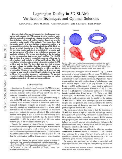 Pdf Lagrangian Duality In 3d Slam Verification Techniques And Optimal Solutions