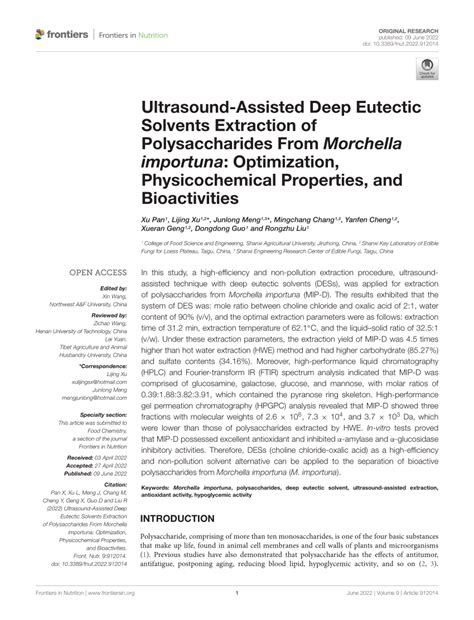 Pdf Ultrasound Assisted Deep Eutectic Solvents Extraction Of