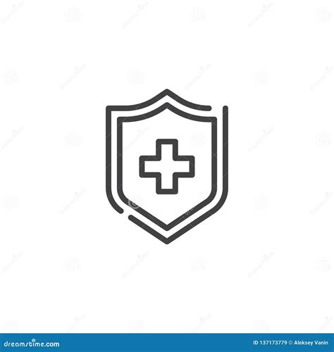 Protection Shield Line Icon Stock Vector Illustration Of Gaming Pictogram 137173779