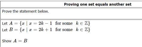 Solved Proving One Set Equals Another Set Prove The Chegg Com