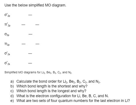 Solved Use The Below Simplified MO Diagram Simplified MO Chegg Com