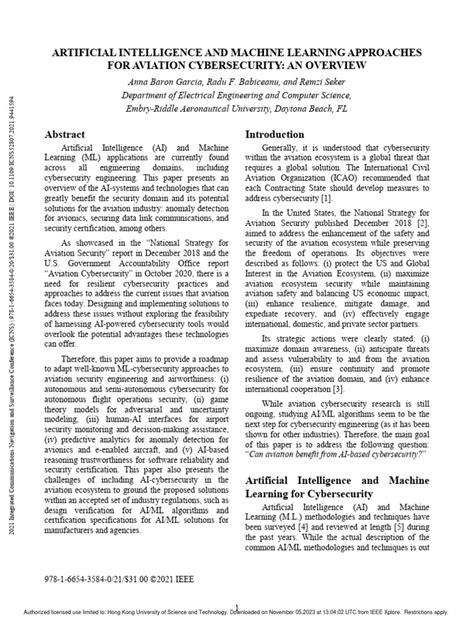 artificial intelligence and machine learning approaches for aviation