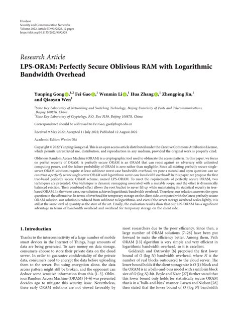 Pdf Lps Oram Perfectly Secure Oblivious Ram With Logarithmic