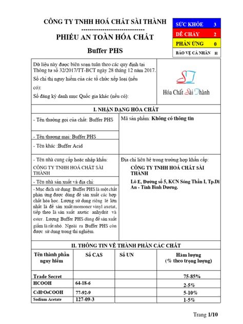Msds Buffer Phs Viet Pdf
